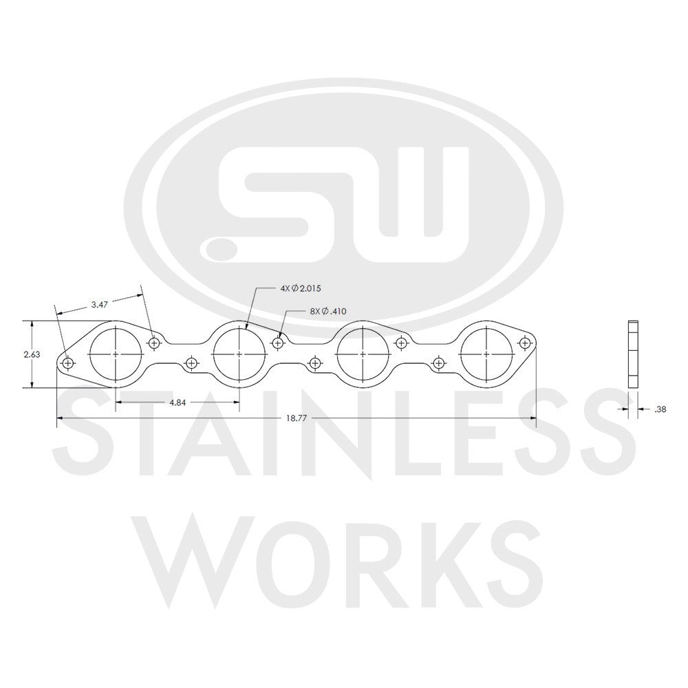 Stainless Works Header Flange BBC 2" Port
