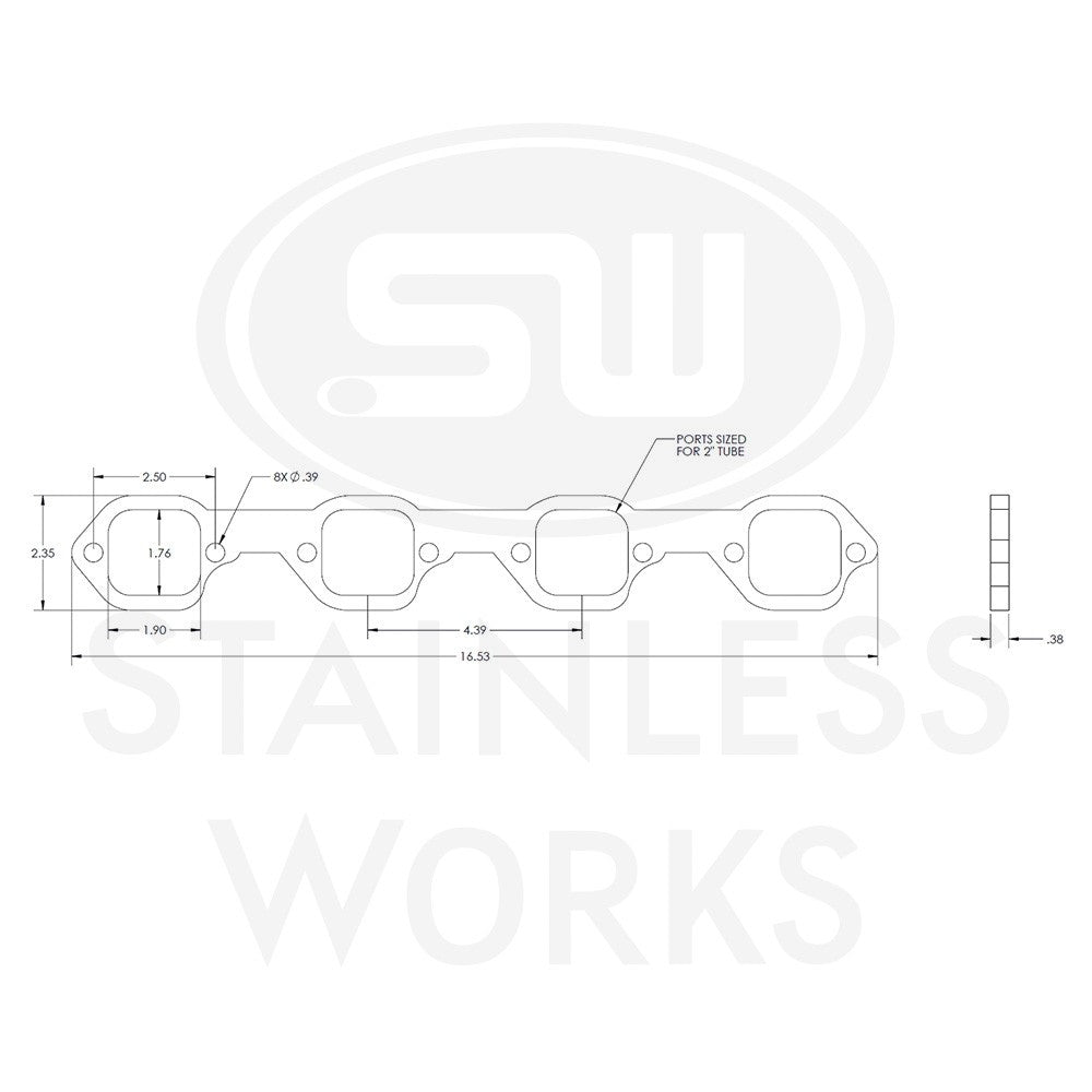 Stainless Works Header Flange SBF 2" Square Port
